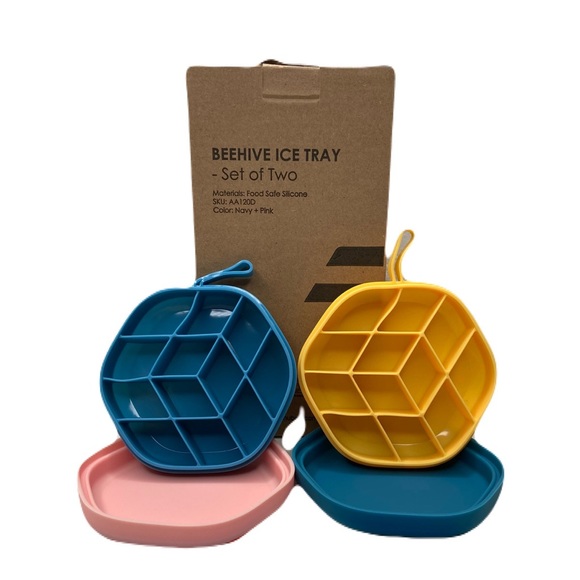 Kitchen | New Set Hubee Food Safe Silicone Beehive Ice Tray Navy Pink ...